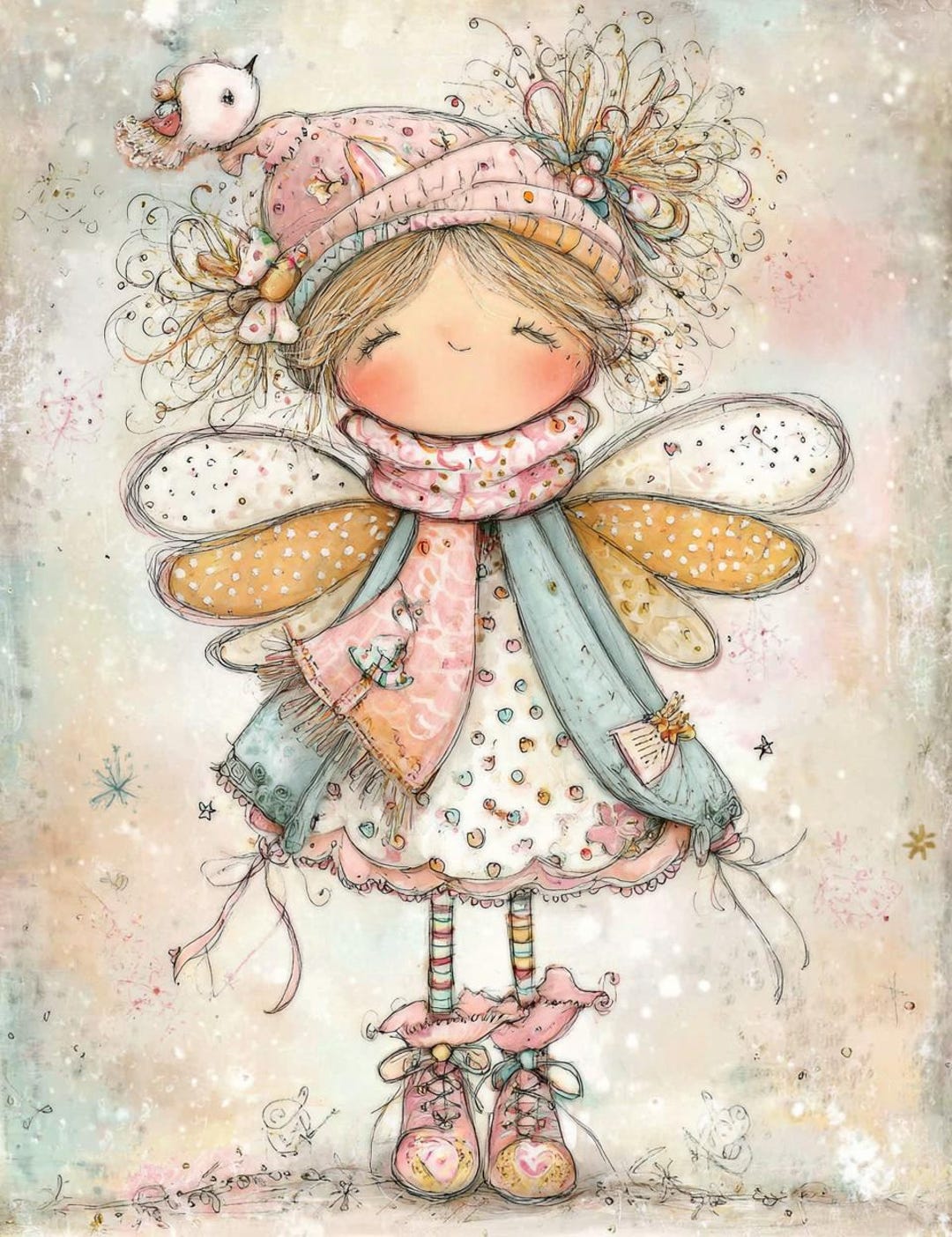 Wishwing Whispers Clipart Set, Christmas Fairy Art, Watercolor Winter ...