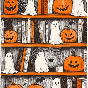 Ghost Books, Spooky Shelf, Pumpkin Art, Witch Shelf, Haunted Books ...