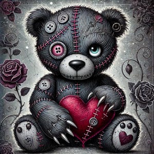 Gothic Teddy, Gothic Bear, Eerie Valentine, Dark Whimsy, Haunted Teddy ...