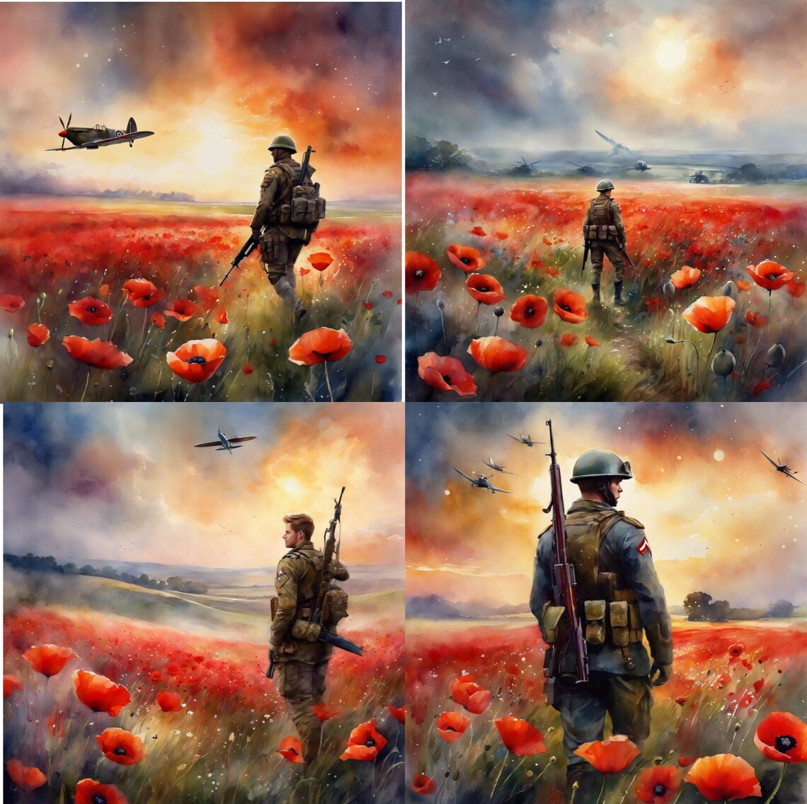 Remembrance Day Clipart JPG Files, Field of Poppies, WW1, WW2, We Will ...