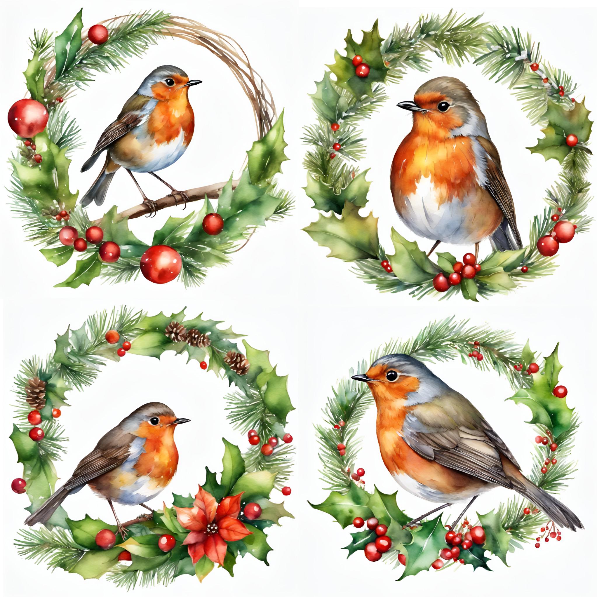 20 Cute Winter Robin Clipart - 20 High Quality Pgns Digital Download ...