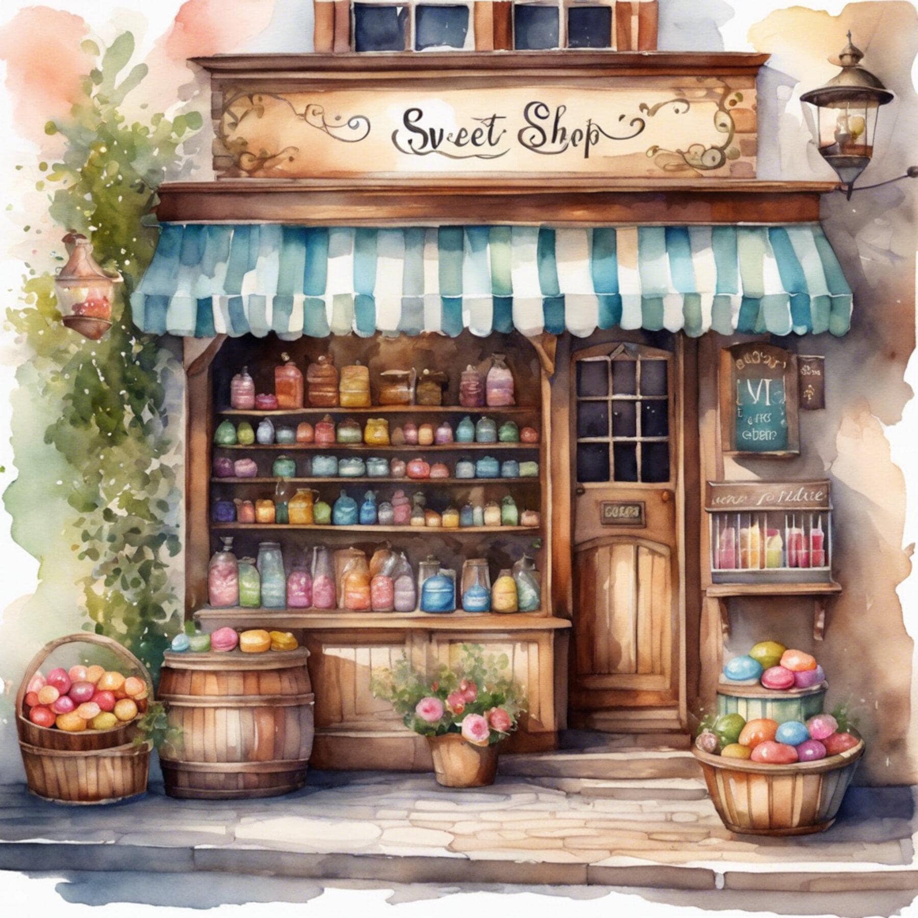 Ye Old Village Sweet Shop, Sweet Shop Clipart, Vintage Clipart, Sweet ...