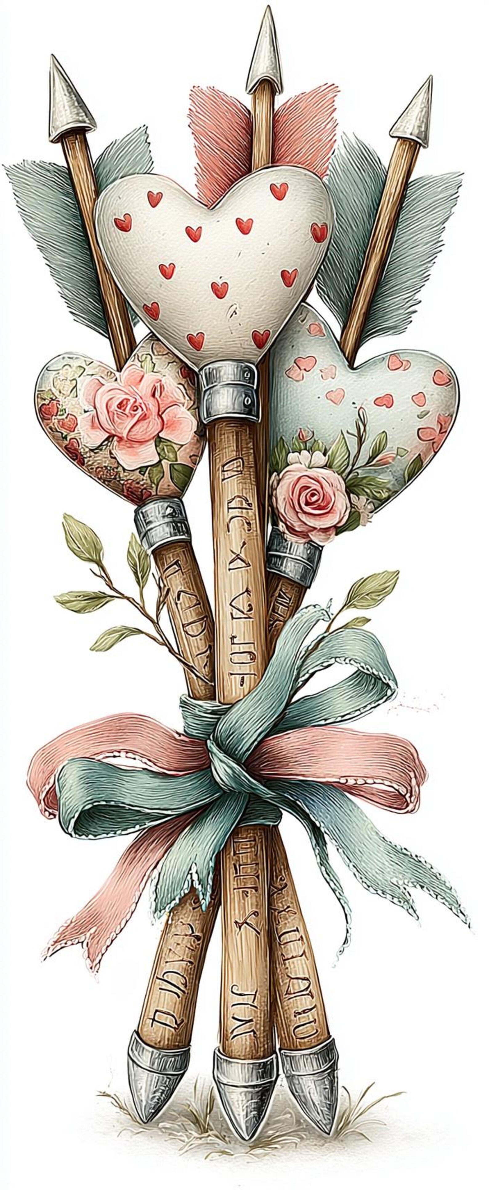 Valentine Love Arrows, Heart Arrow PNG Set, Romantic Clipart, Cupid ...