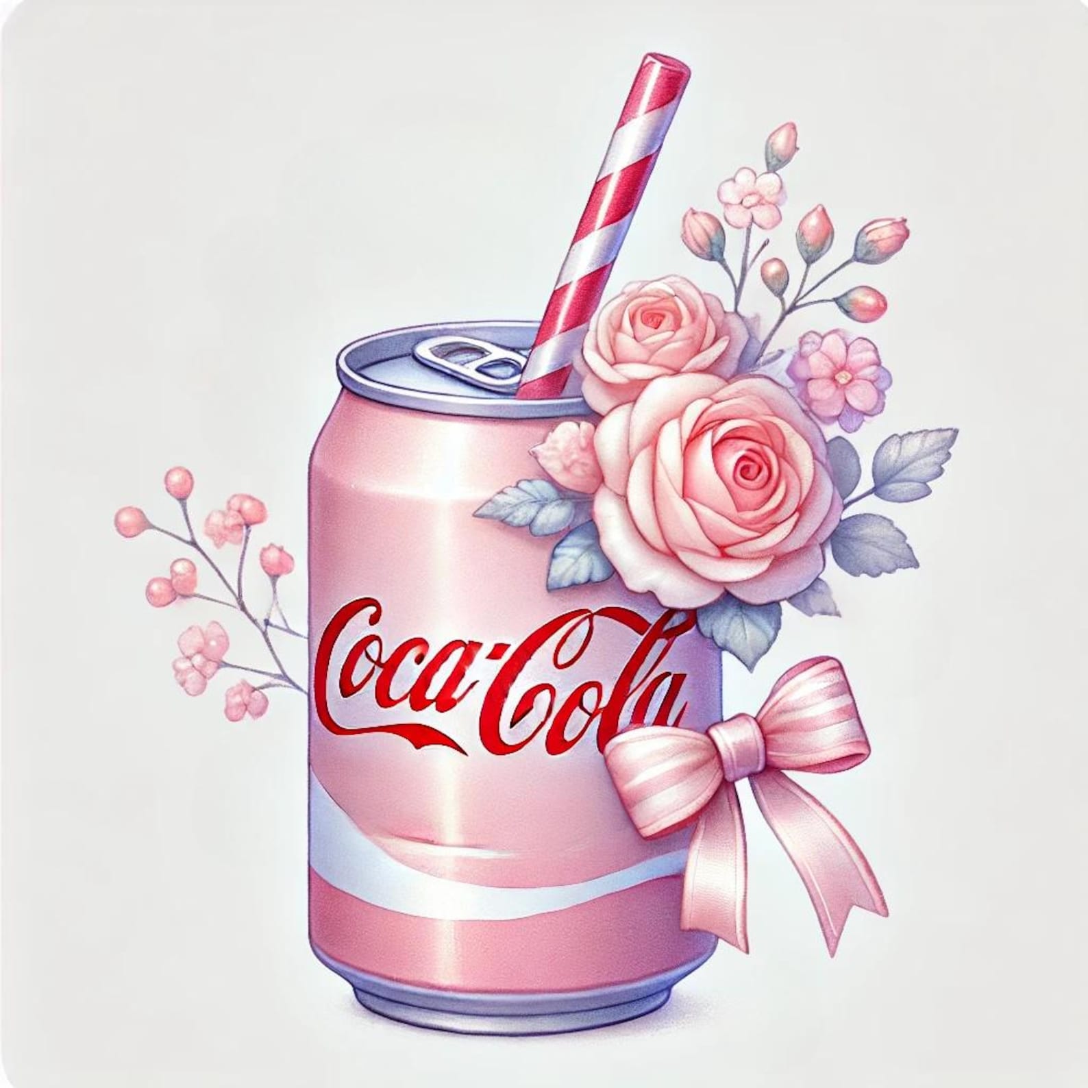 Pink Coke Can, Coca Cola Art, Floral Soda Can, Pastel Coke Aesthetic ...