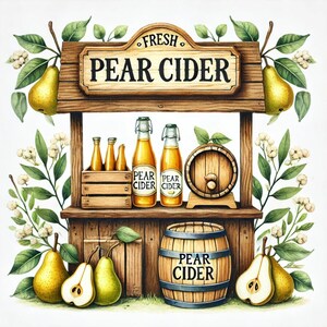 Cider Stand, Farm Drink Clipart, Apple Cider Art, Fresh Juice, Rustic ...
