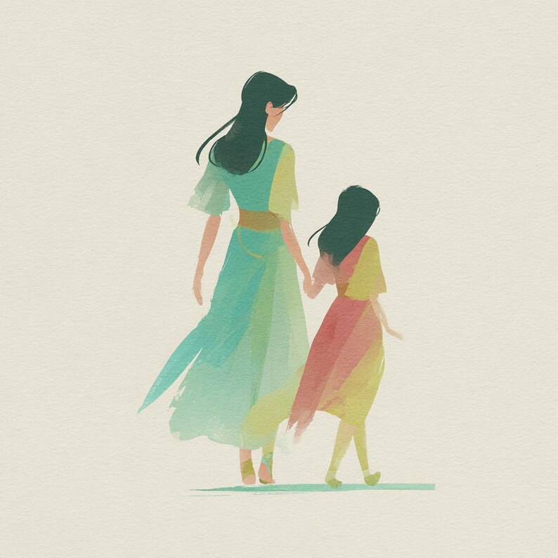 Mother and Child Journey CLIPART, Watercolor Family Bond Collection ...