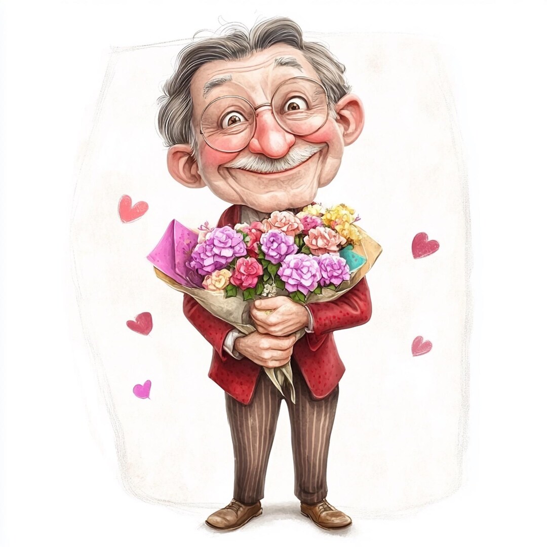 Old Man Flowers, Cute Grandpa, Bouquet Gift Art, Love Grandpa, Sweet ...