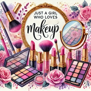 Girl Loves Makeup, Beauty Clipart, Makeup Art, Watercolor Cosmetics ...
