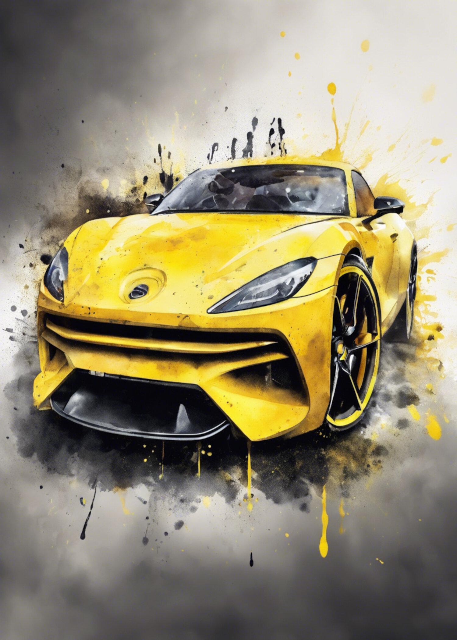 Set of 12 Watercolor Cars - High Performance Vehicle, Racing Cars ...