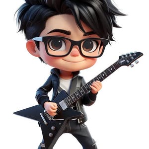 10 Rockstar Whimsical Boys, Rock and Roll, Chibi, Kawaii, Singing ...