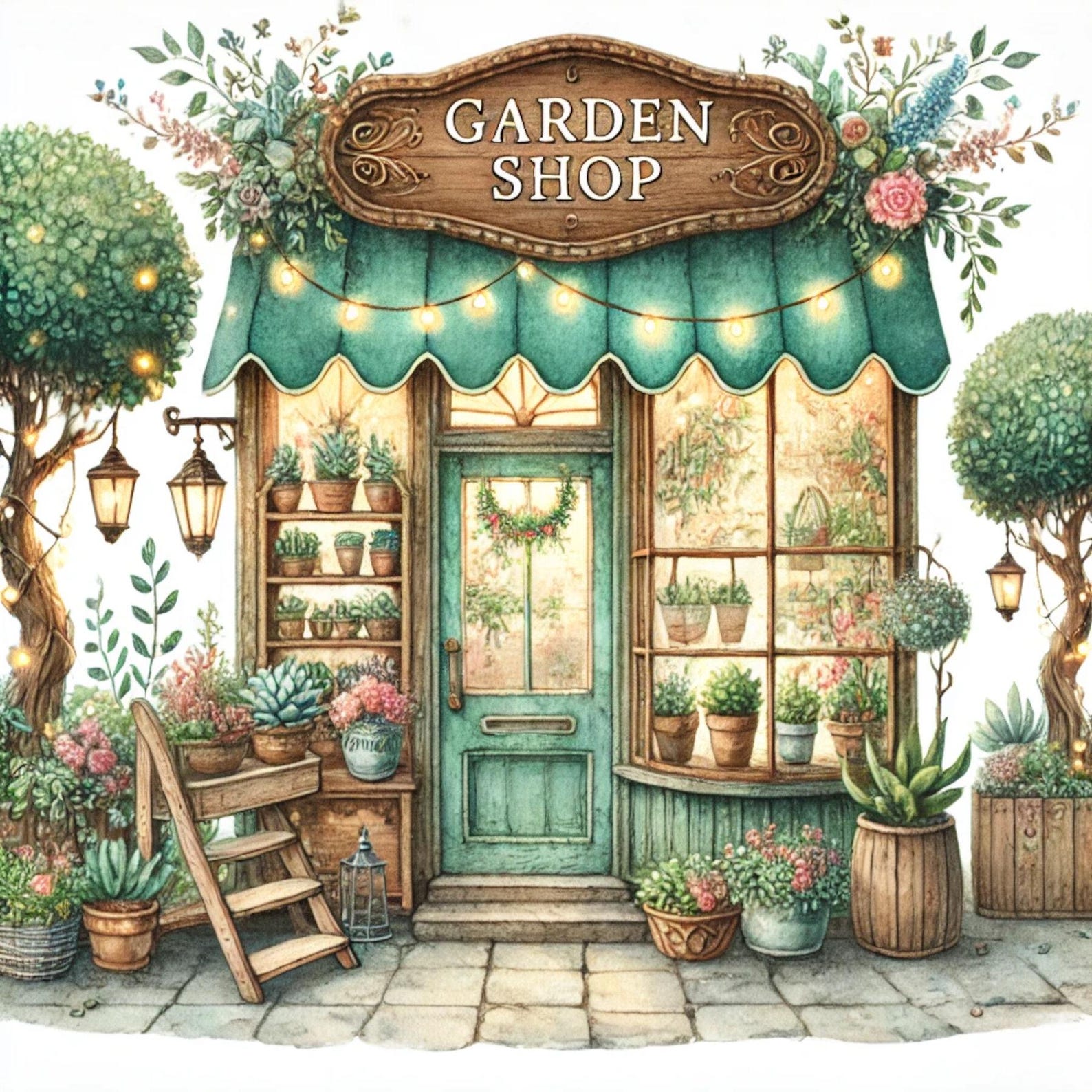 Garden Shop, Plant Store Art, Flower Shop Clip, Nursery Clipart, Plant ...