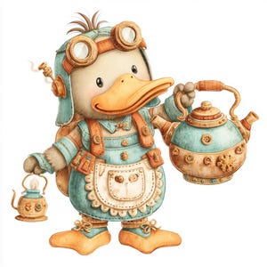 Cute Duck, Tea Party Art, Steampunk Toy, Apron Animal, Gear Teapot ...