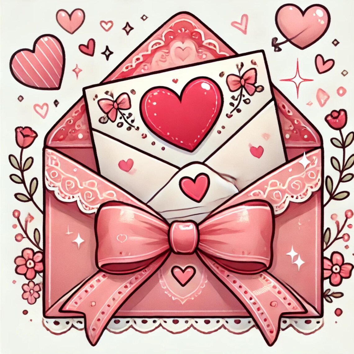 Love Letters, Valentines Day, Romantic Clipart, Valentine Clipart, 14th ...