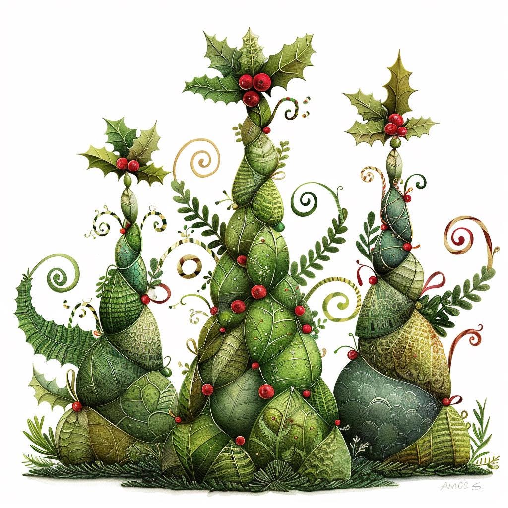 Quirky Topiary, Christmas Trees, Amanda Clark, Whimsical Holiday ...