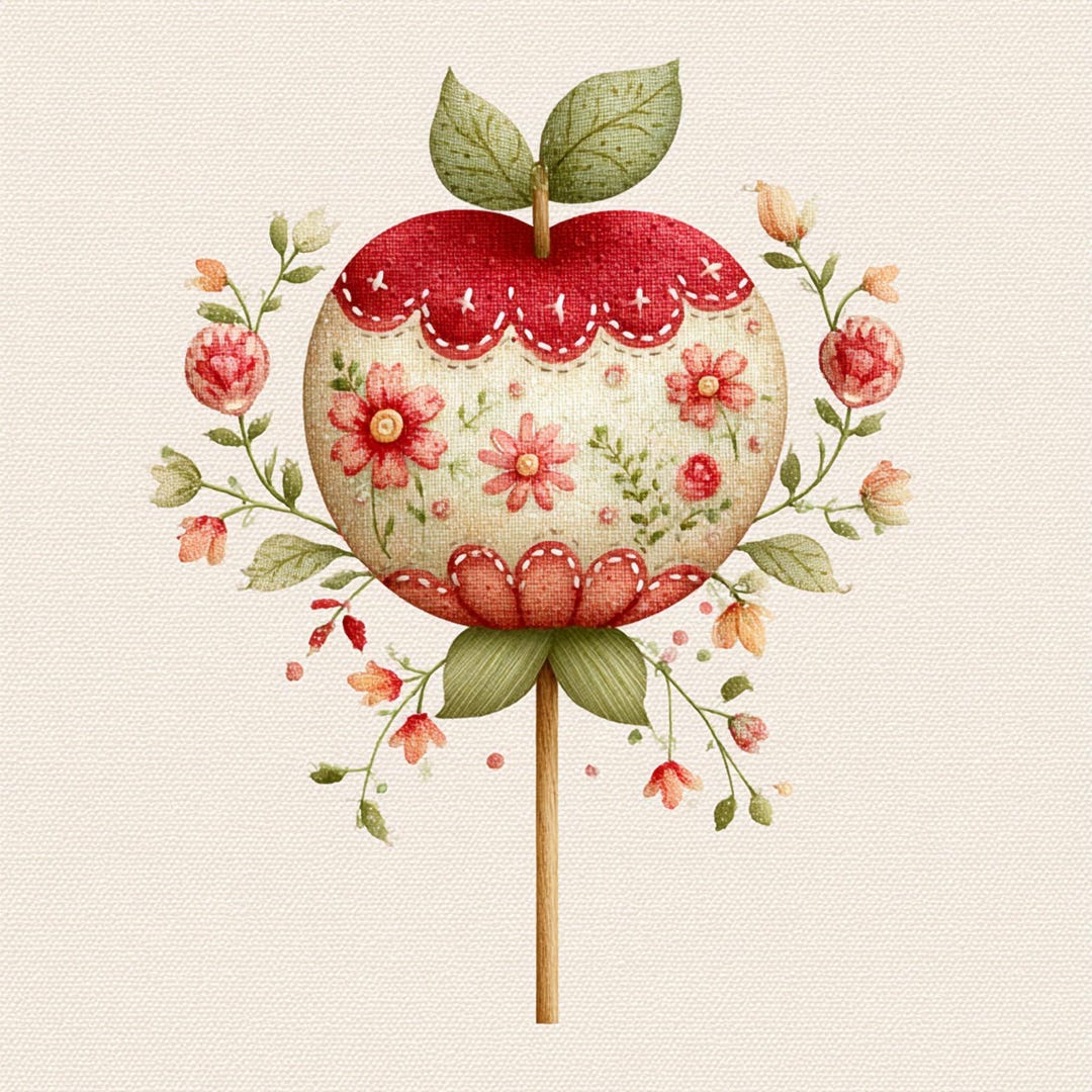 Caramel Apple, Fall Treat, Whimsical Apple, Apple Art, Floral Apple ...