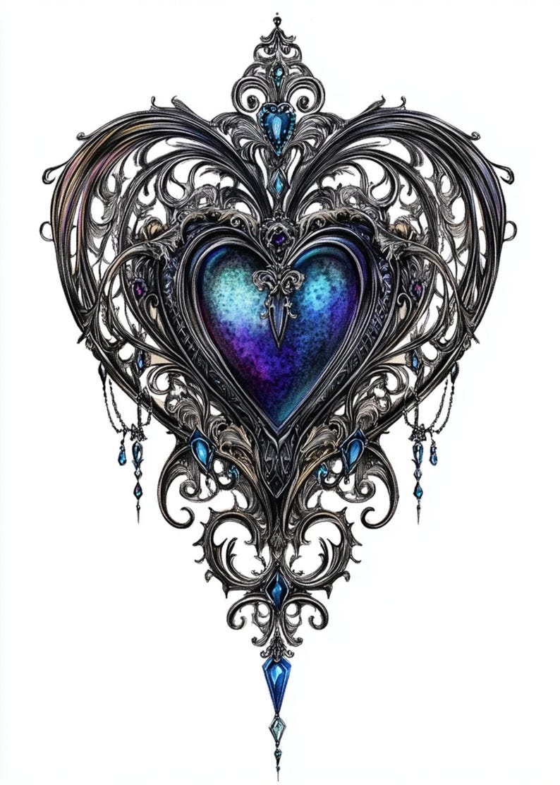 Gothic Heart Art, Victorian Heart, Gothic Jewelry, Dark Romance Art ...