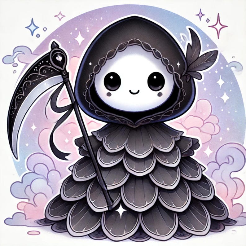 Pastel Reaper, Cute Grim Reaper, Pastel Horror, Kawaii Reaper, Spooky ...