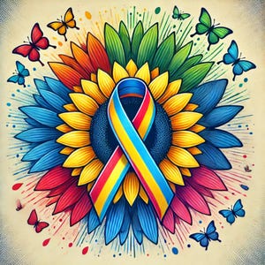 Autism Awareness, Autism Support Art, Rainbow Ribbon, Awareness Design ...