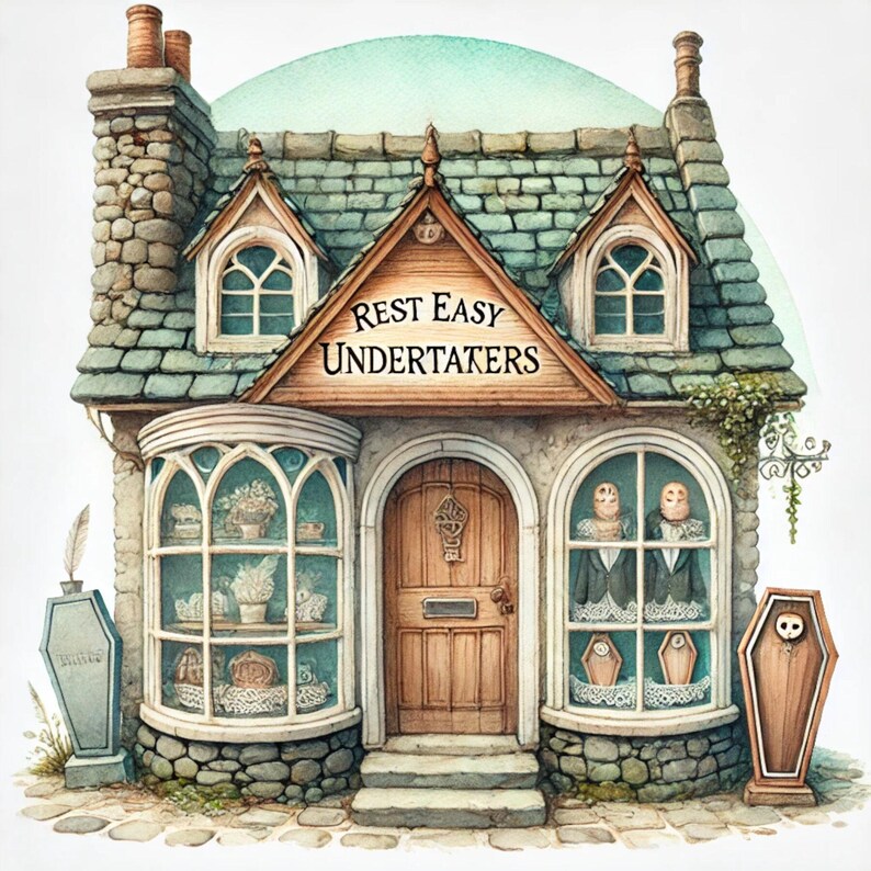 The Undertakers, Funeral Clipart, Undertaker Art, Gothic Watercolor ...