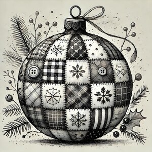 10 Patchwork Bauble Clipart Images, Baubles, Patchwork, Sewing ...