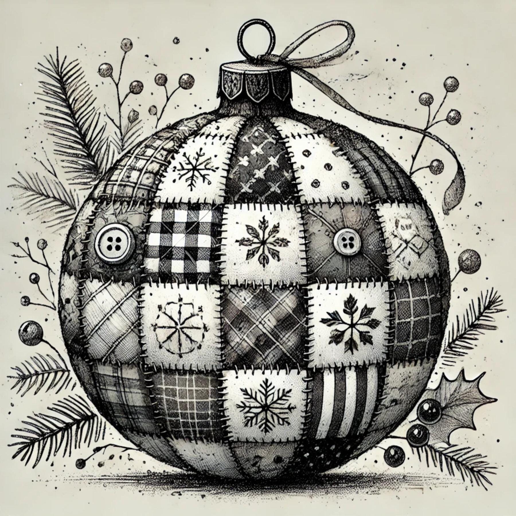 10 Patchwork Bauble Clipart Images, Baubles, Patchwork, Sewing ...