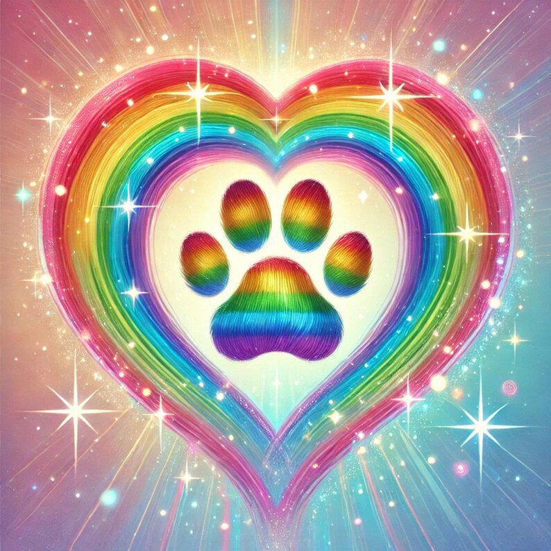 Paw Print Hearts, Rainbow Paw Prints, Pets, Rainbow Art, Paw Print ...