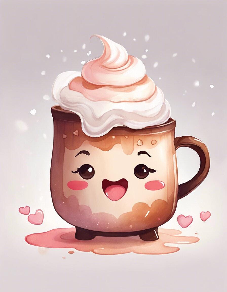 12 Cute Kawaii Hot Chocolate Clipart, Drinking Chocolate, Hot Cocoa ...
