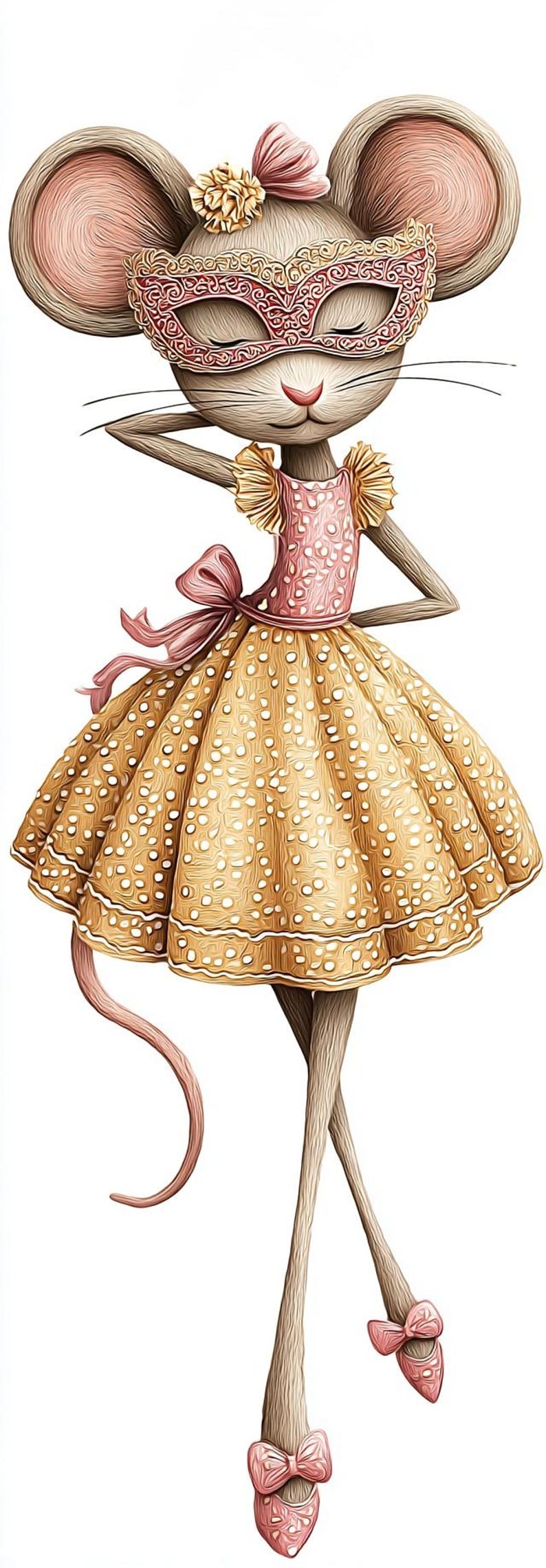 Masquerade Mouse, Ballerina PNG Set, Lace Mask Clipart, Elegant Mouse ...