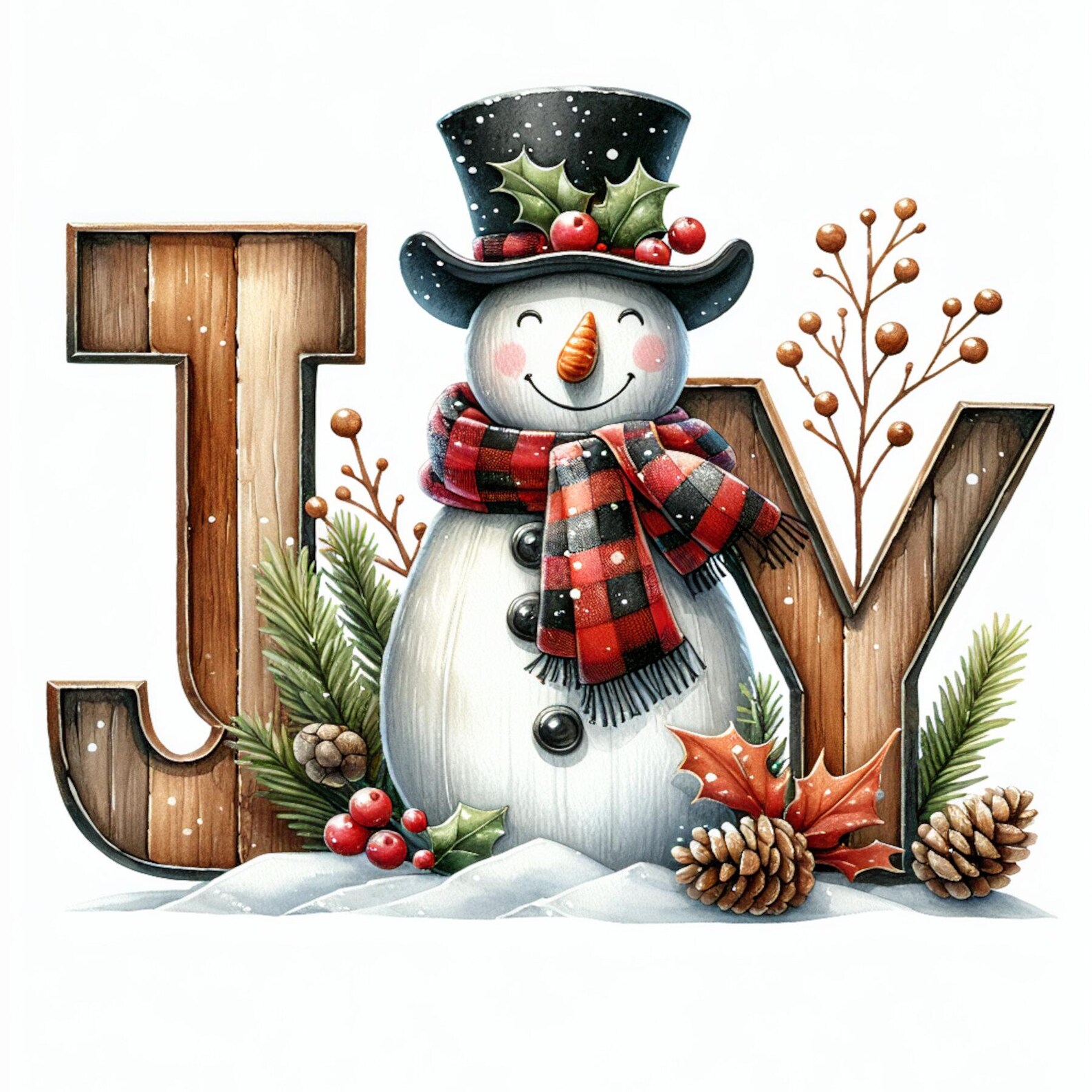 JOY, Snowman Clipart, Joy Clipart, Festive Theme, Christmas Vibes ...
