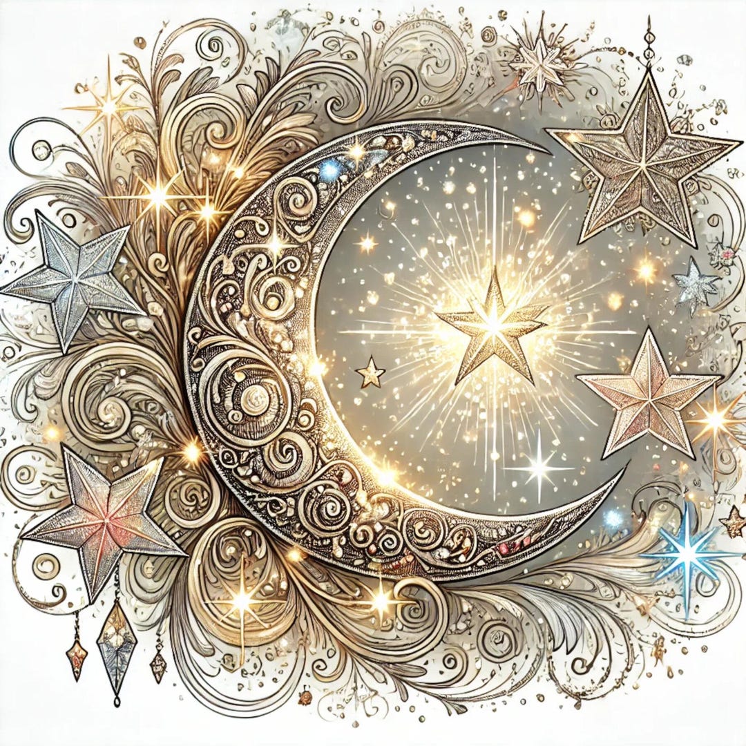 Magical Lunar, Moon, Stars, Mystical Clipart, Lunar Clipart, Celestial ...
