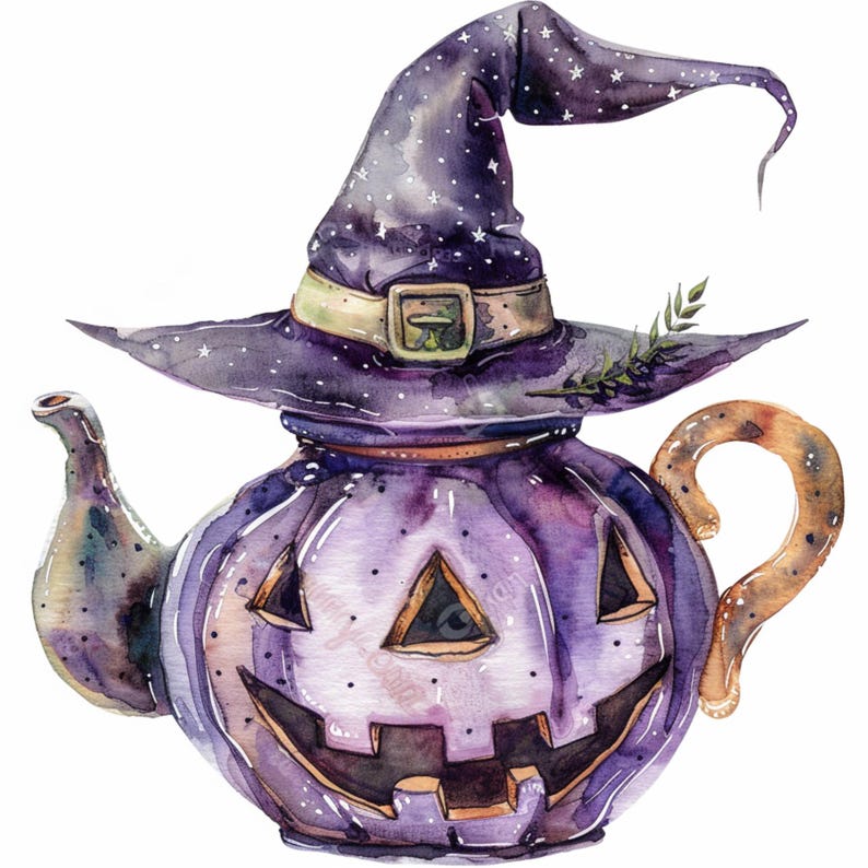 Witch Teapot, Spooky Pot, Halloween Art, Pumpkin Kettle, Magic Teapot ...