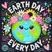 Earth Day 2025, Cute Planet Art, Happy Earth Clipart, Eco Kawaii Design ...