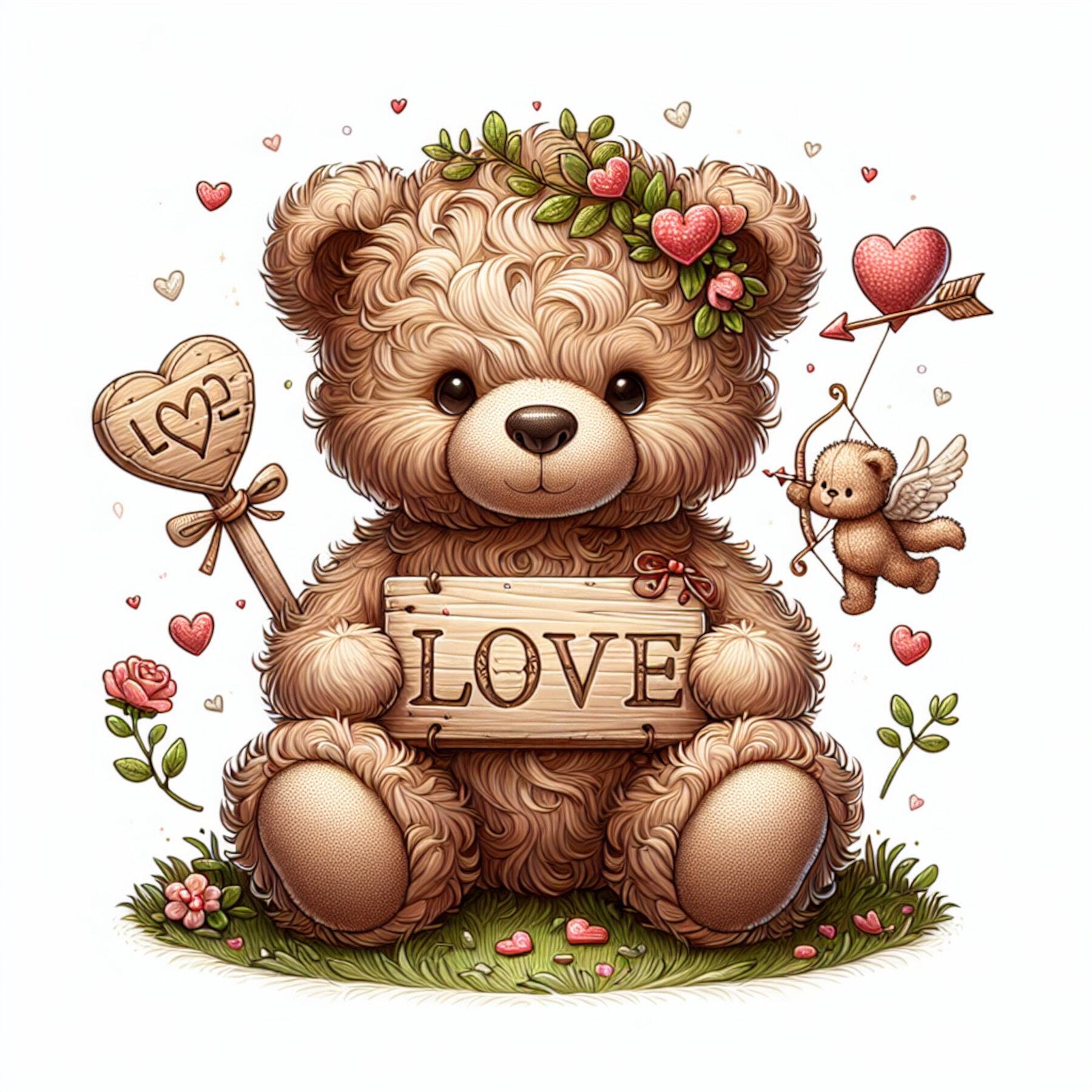 Love Bears, Teddy Bear, Love Theme, Cupid Bear, Floral Accents ...