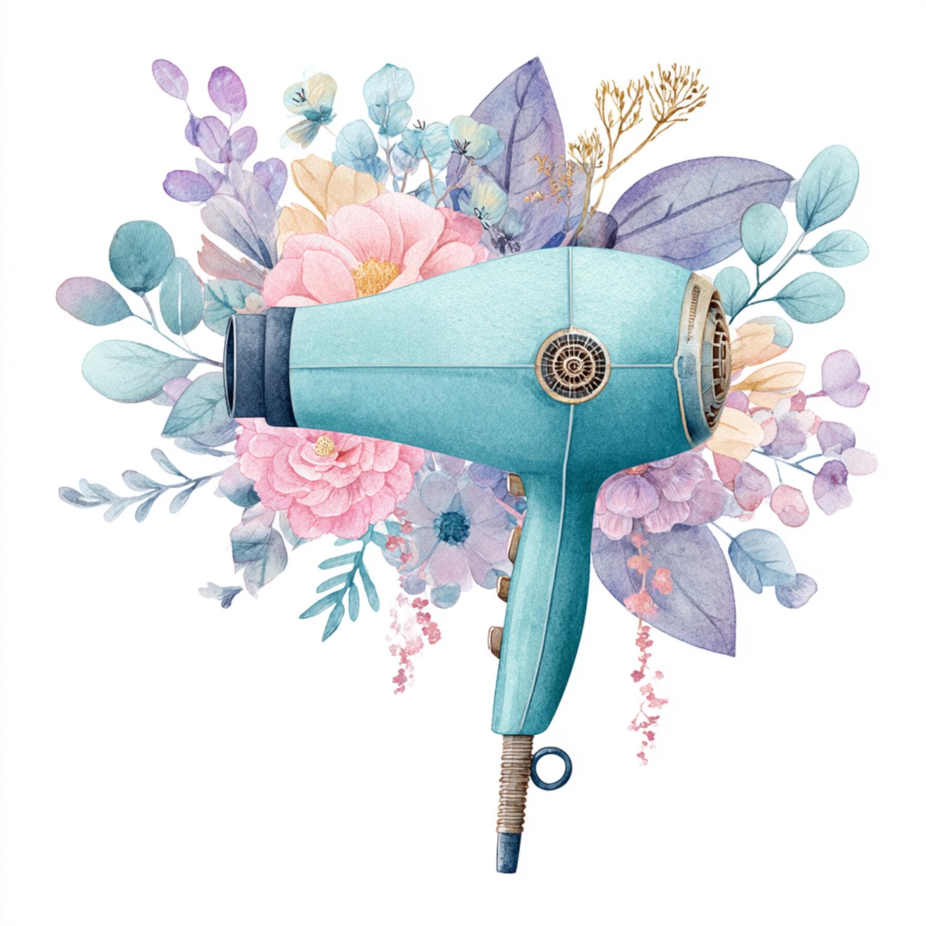 Hair Decor Art, Salon Clipart, Floral Scissors, Barber Print, Comb ...