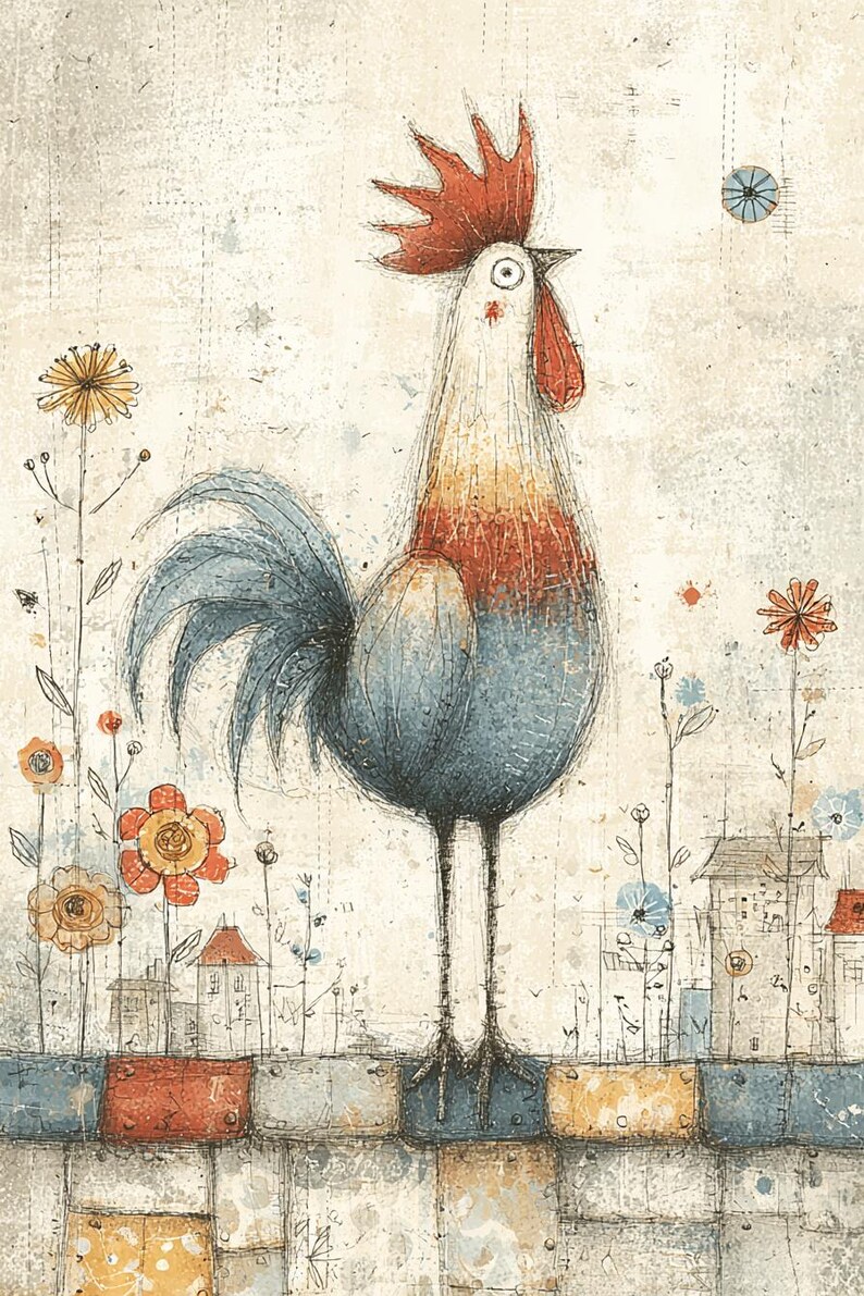 Mexican Rooster, Folk Art Bird, Rustic Rooster, Farmhouse Decor ...