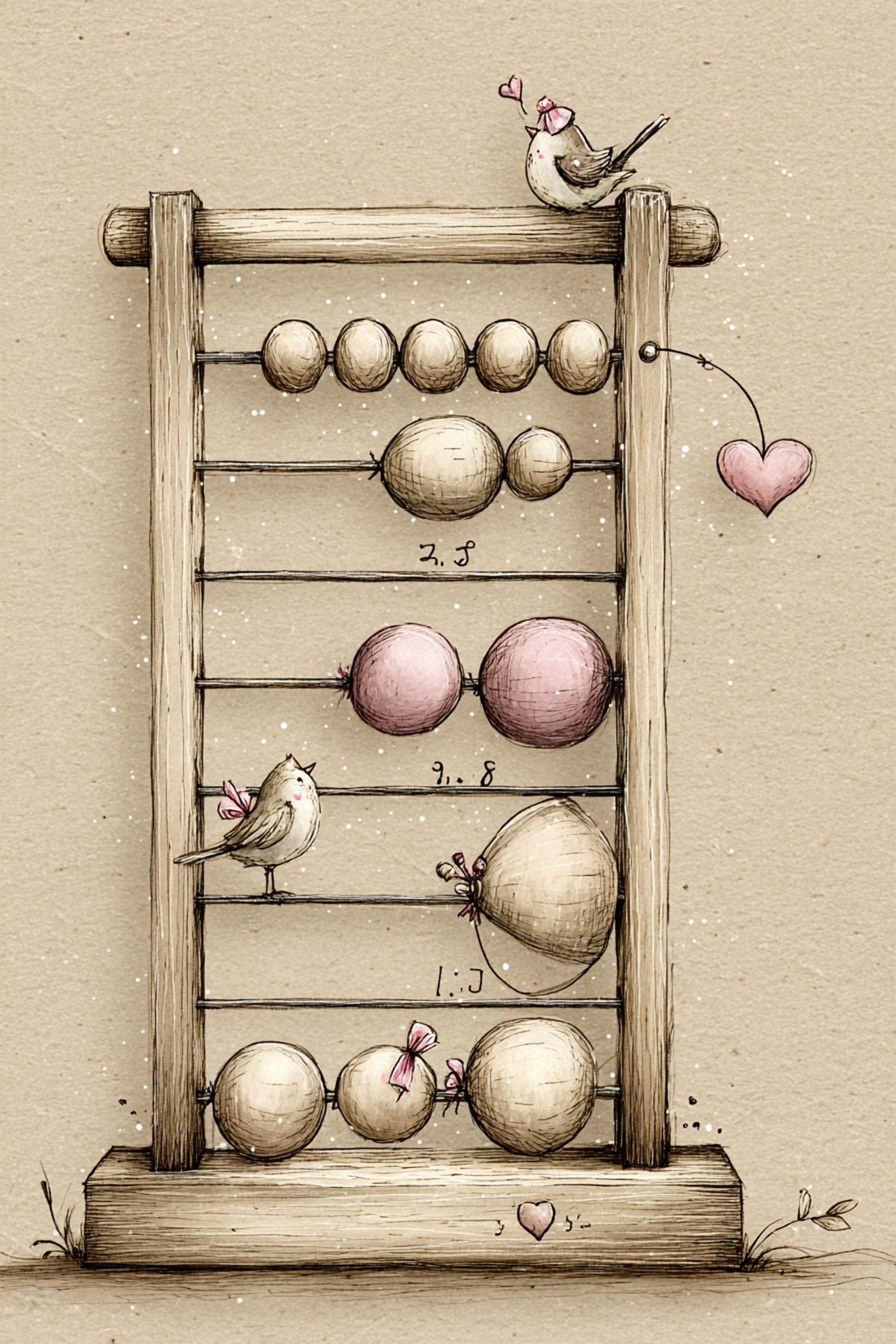 Cute Abacus Art, Pastel Abacus, Kids Math Art, Counting Toy, Learn to ...