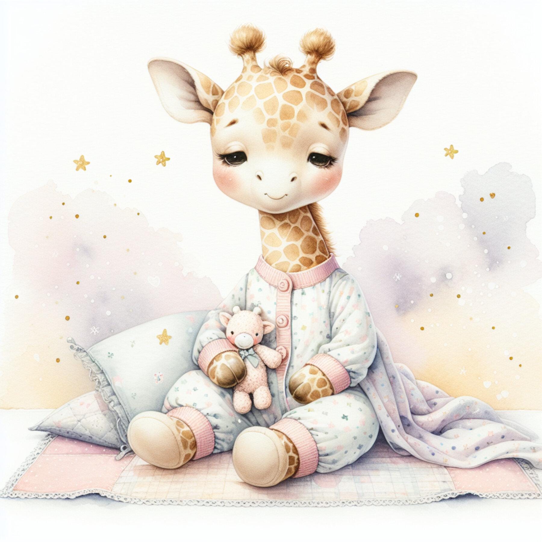 Baby Giraffe, Whimsical Giraffe, Cozy Pajamas, Bedtime Toy, Pastel ...