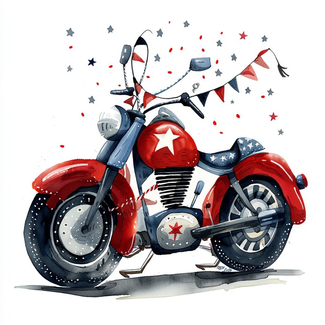 Patriotic Motorbike, Americana Motorcycle, Red White Blue Bike, Stars ...