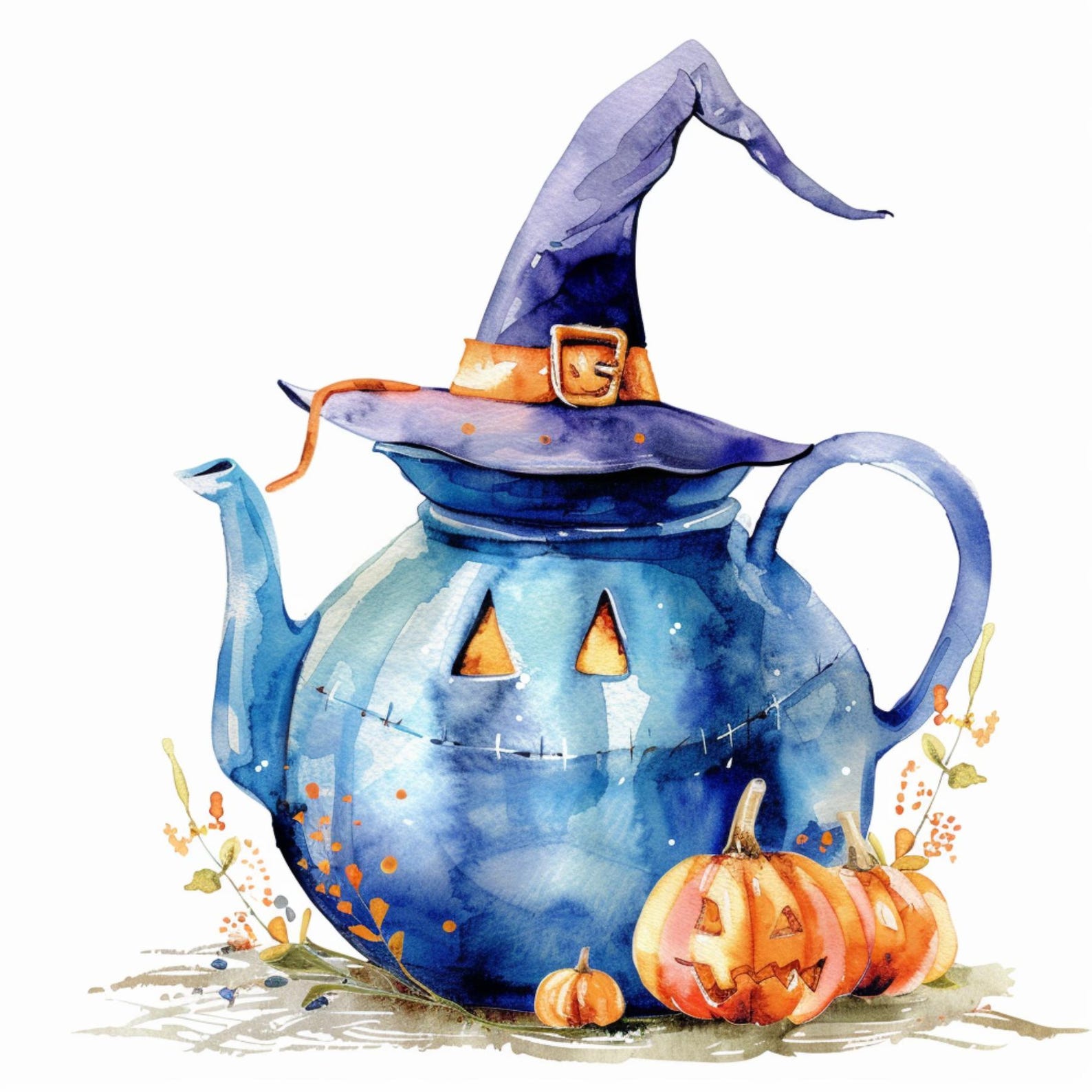 Witch Teapot, Spooky Pot, Halloween Art, Pumpkin Kettle, Magic Teapot ...
