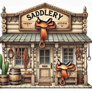 Saddle Store Clipart, Horse Tack Shop, Western Shop Art, Saddle Shop ...