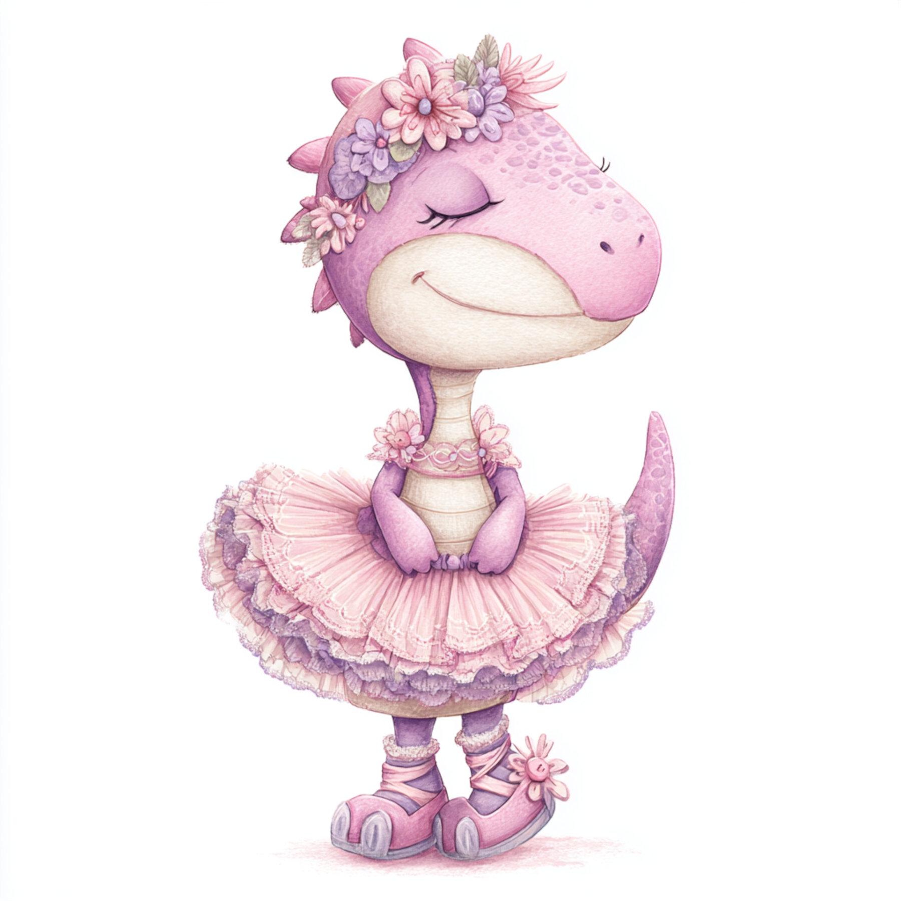 Dino Ballerina, Dinosaur Dance Art, Pink Tutu Dino, Ballet Dinosaur ...