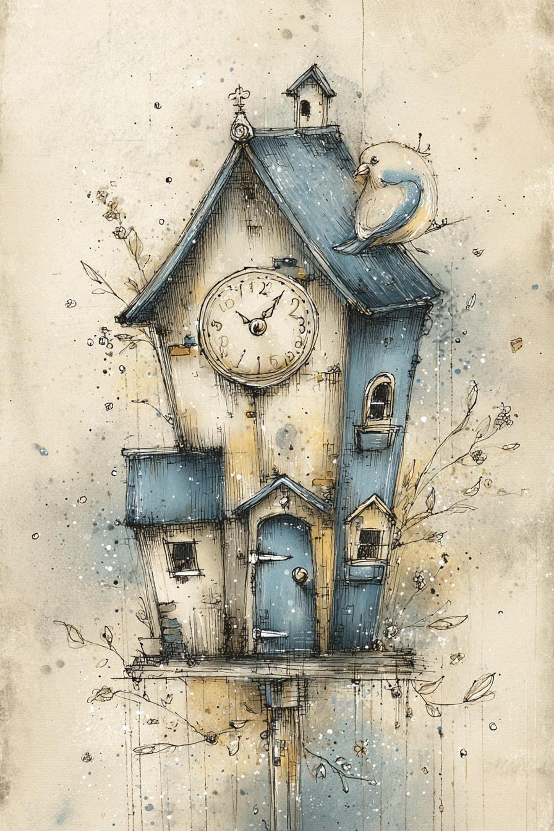 Cuckoo Clock, Spooky Decor, Eerie Cottage, Birdhouse Art, Gothic Style ...