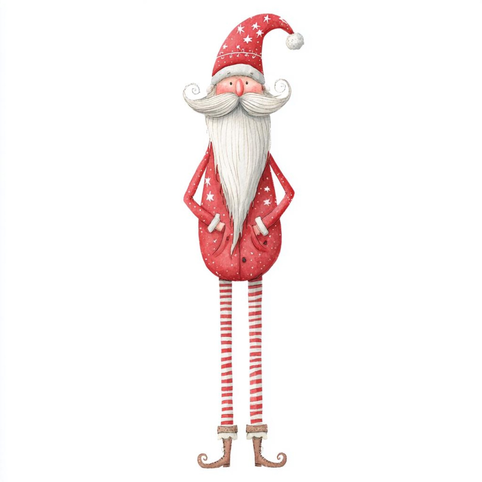 Long Tall Santa, Skinny Santa, Santa Art, Christmas Decor, Holiday ...