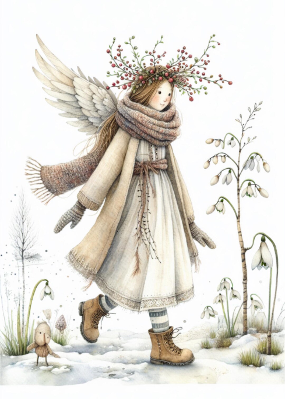 Snowdrop Angel, Shabby Chic Angel Clipart, Shabby Chic Style, Whimsical ...