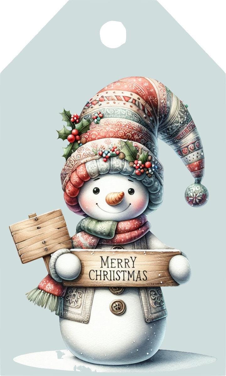 20 Cute Snowman Tags, Gift Tags, Snowman Images, Christmas Tags, Gift ...