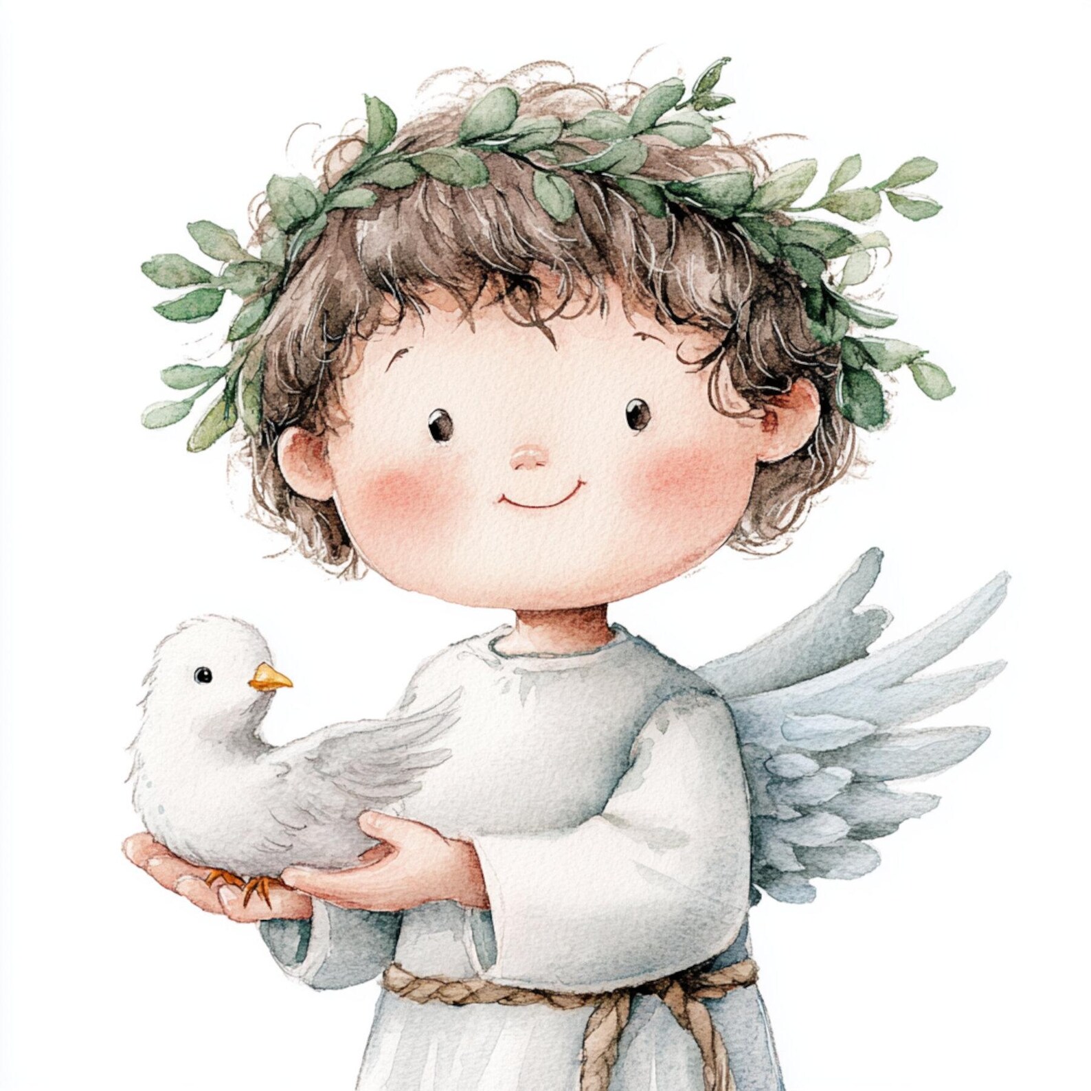 Olive Joy, Angel Child Art, Peace Dove Clipart, Holy Child Sketch ...