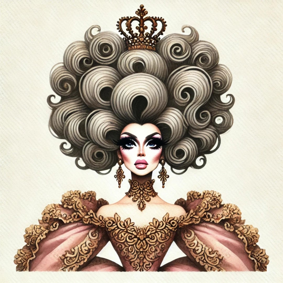 Drag Queen 1 Clipart, Drag Queen Art, Queer Illustration, Glam Queen ...