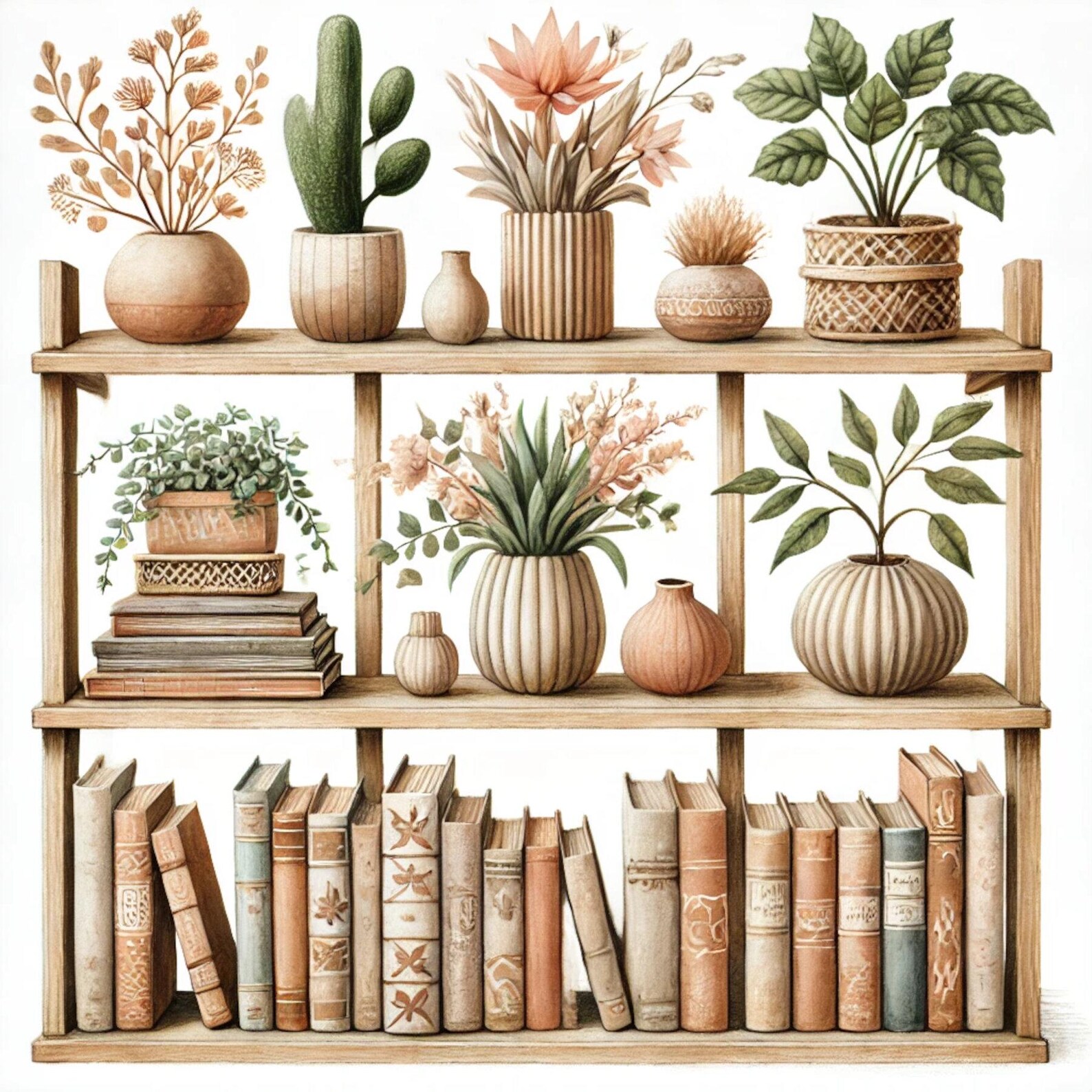 Whimsical Bookshelf, Artistic Shelf Design, Cozy Shelf Aesthetic ...