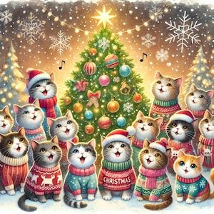 10 Cute Cats Choir Images, Cats Choir JPG, Cute Cats, Whimsical Cats ...