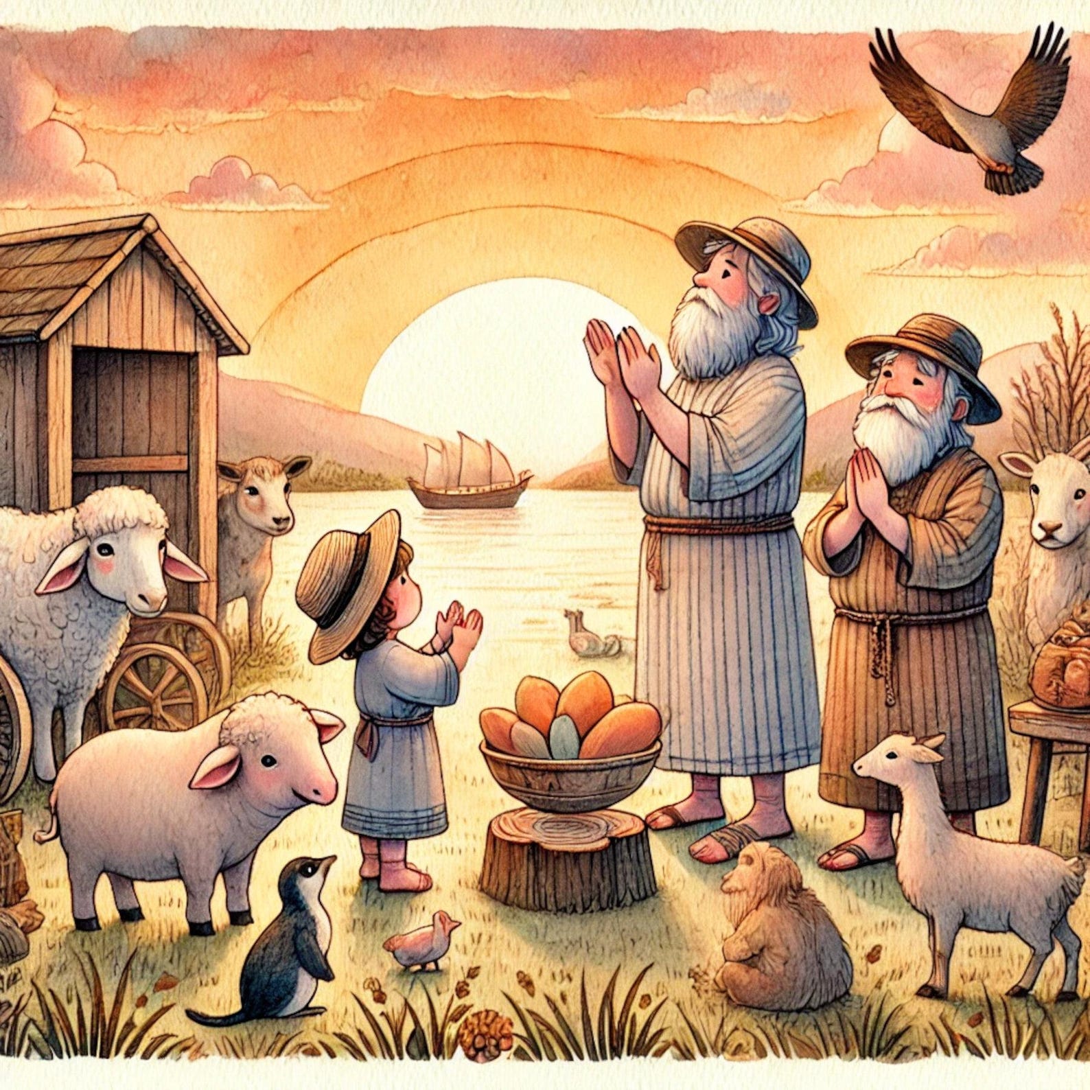 Noah's Ark Story, Biblical Flood, Animals Two by Two, Rainbow Promise ...